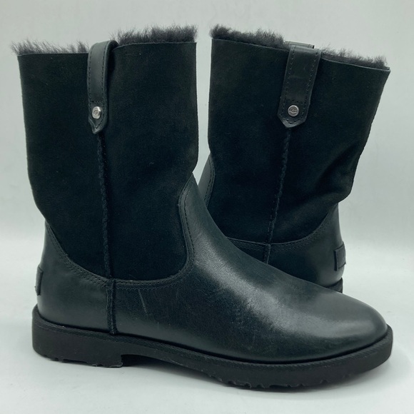UGG | Shoes | Ugg Romely Black Short Suede Leather Boots | Poshmark